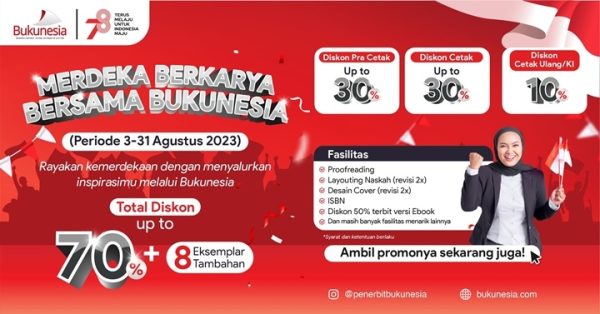 Promo Kemerdekaan, Diskon 70% Menerbitkan Buku di Bukunesia